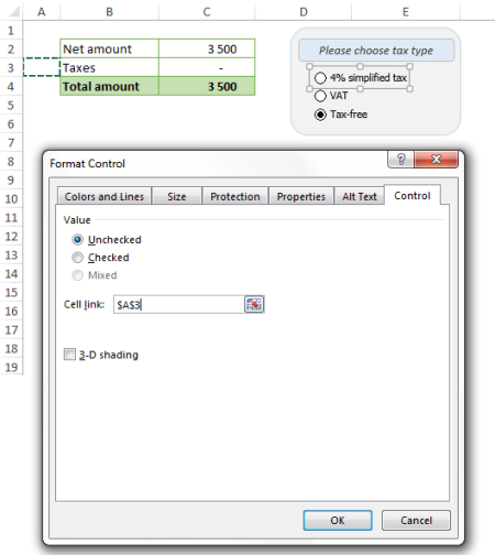 Form Controls – Option Box - Excel.Az